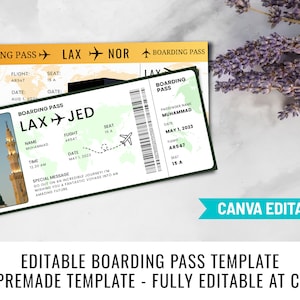 Umrah Boarding Pass, Editable Hajj Boarding Pass, Hajj Plane Ticket ...