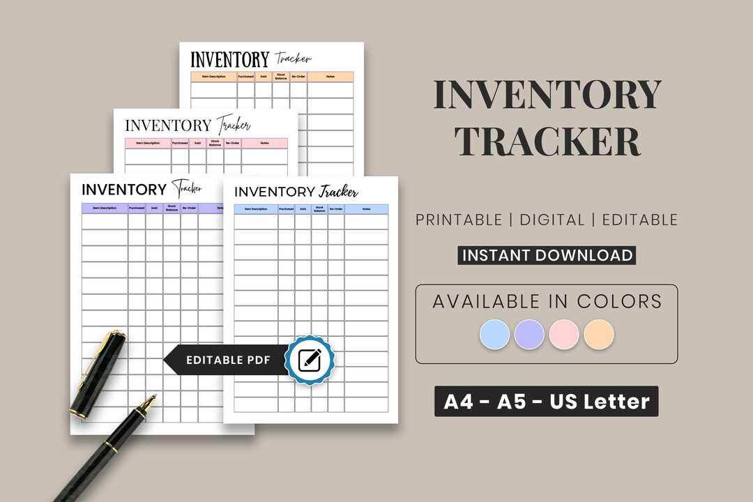 Editable Inventory Log Printable, Inventory Tracker, Product Inventory ...