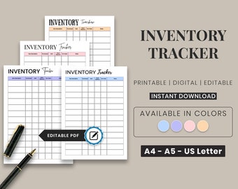 Editable Inventory Log Inventory Tracker Product Inventory Tracker ...