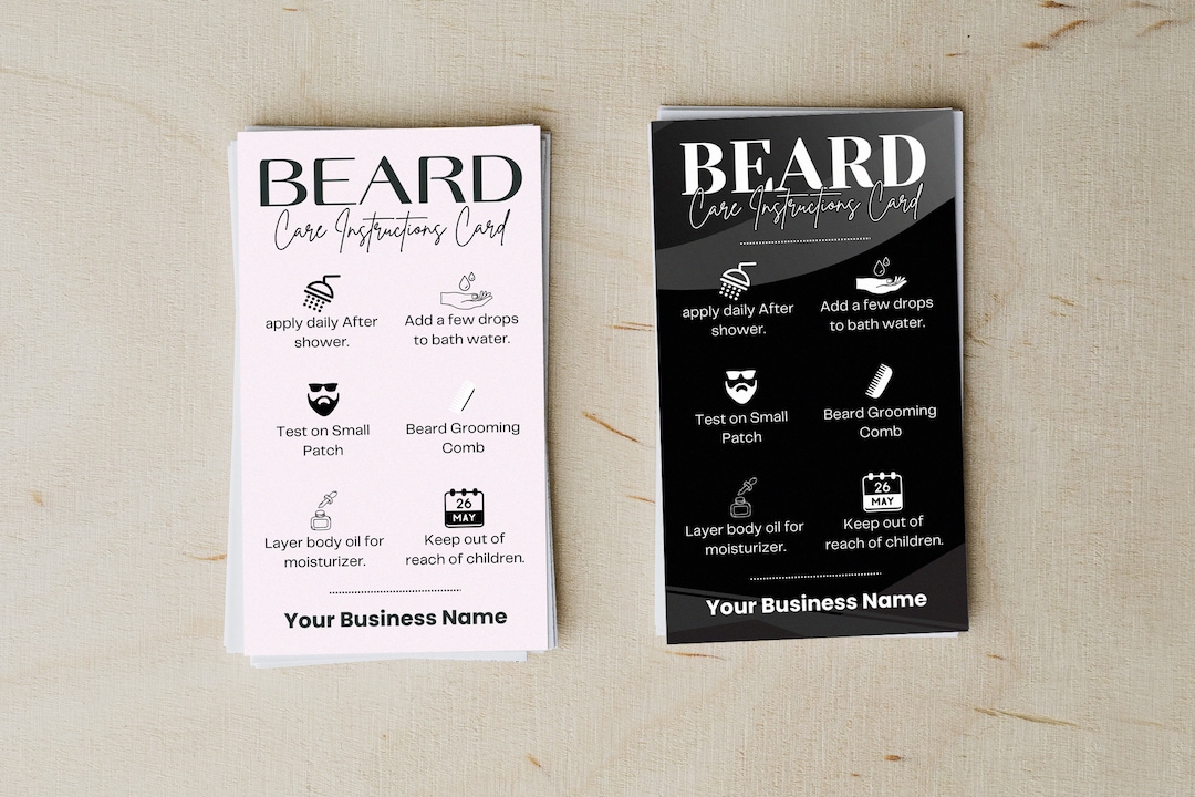 Beard Care Instructions Business Card Canva Template Printable Beard ...