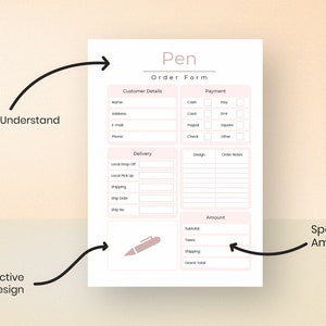 Pen Order Form Small Business Printable Template Epoxy Pen Craft Order ...