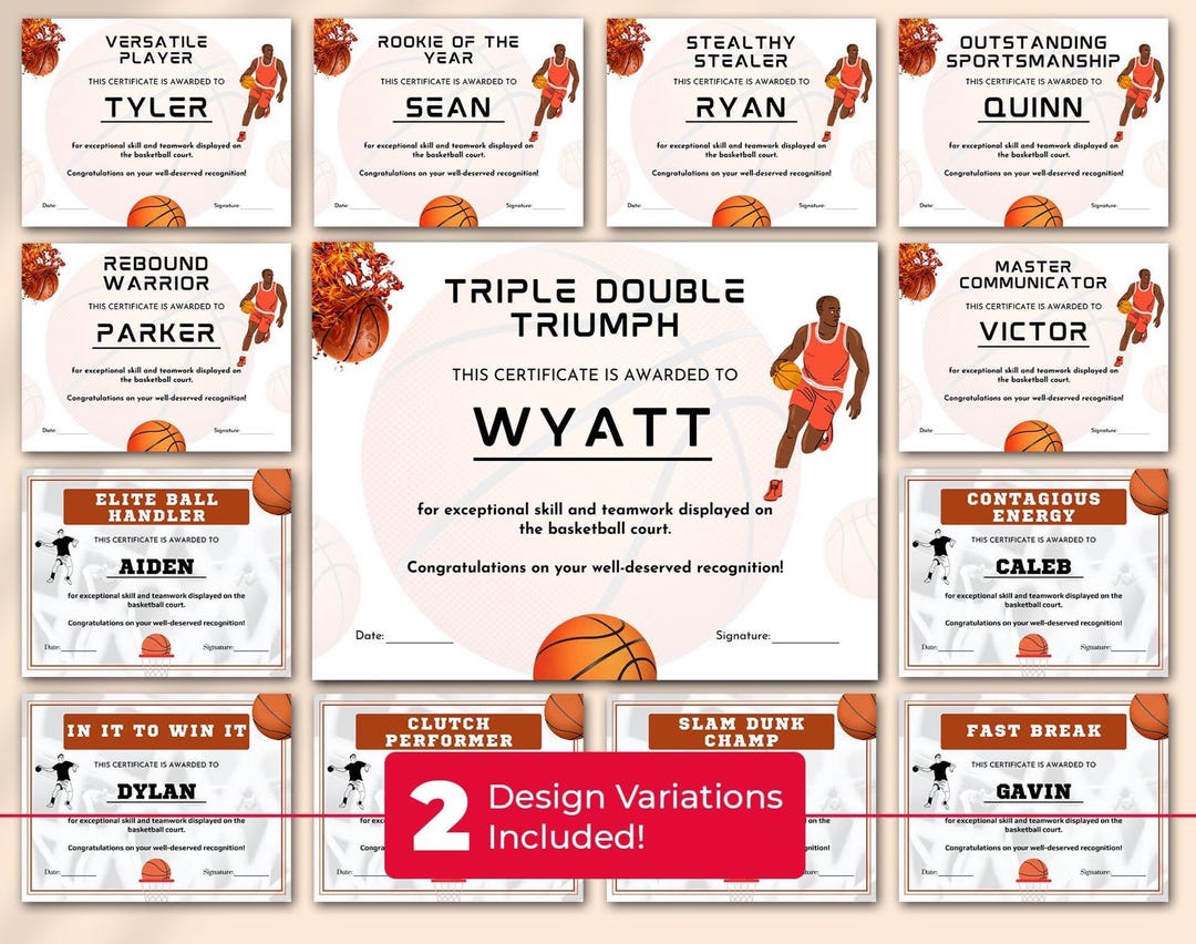 Basketball Awards Certificate Template, Editable Basketball ...