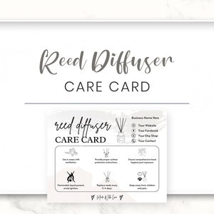 Reed Diffuser Care Card Canva Guide, Reed Diffuser Care Instructions ...