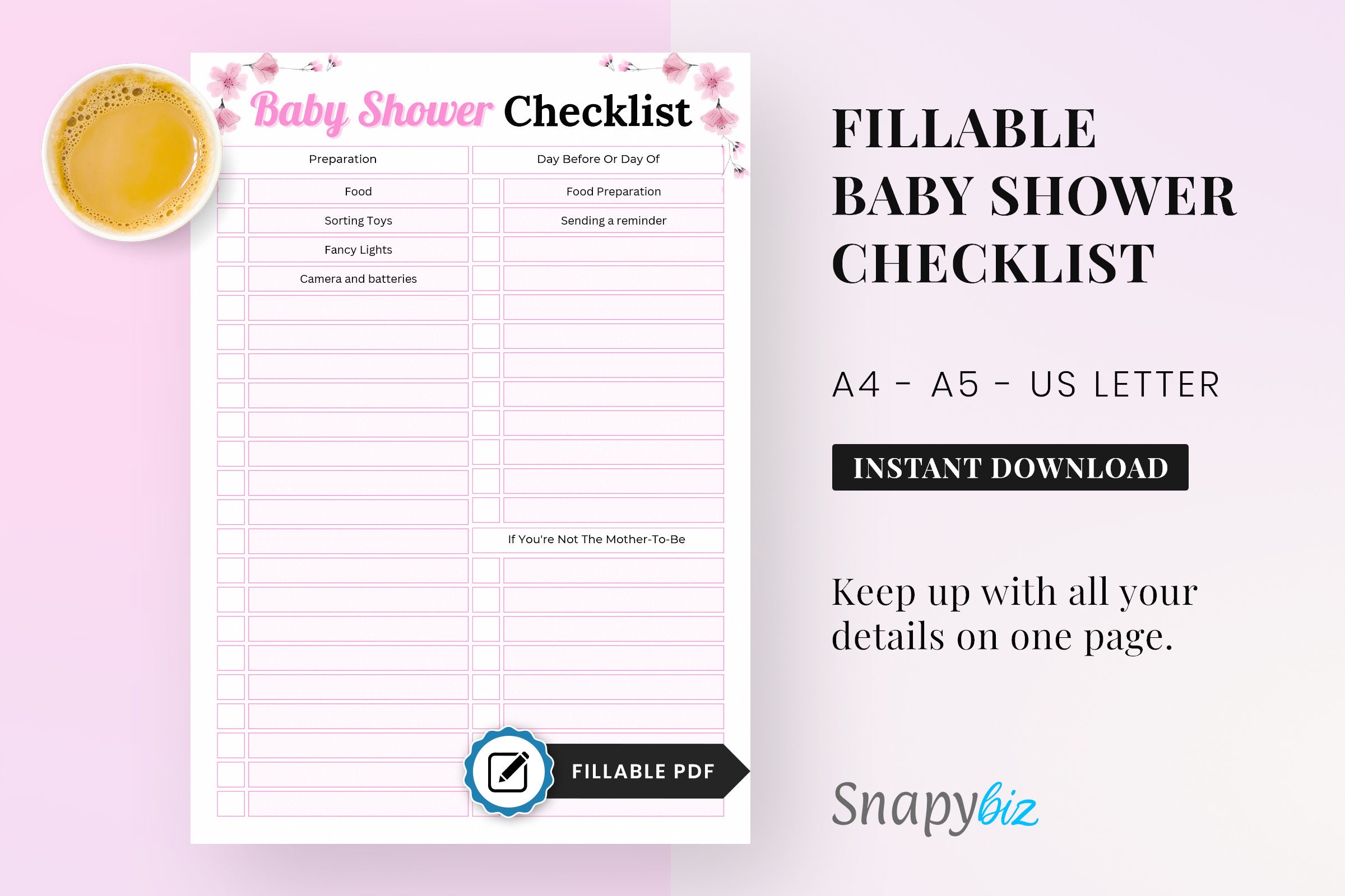 Baby Shower Checklist Printable Baby Shower Planner Printable Baby ...