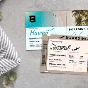 Printable Hawaii Surprise Trip Gift Ticket Template, Printable and ...