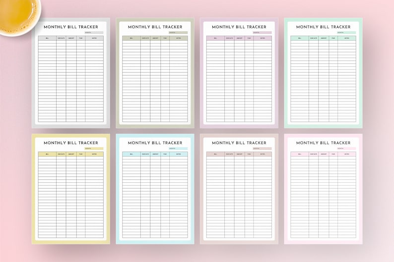 Fillable Monthly Bill Tracker: Printable PDF Planner - Etsy