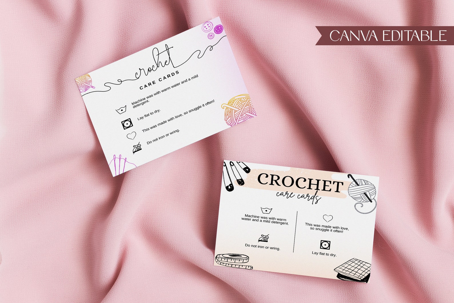 Editable Crochet Care Card Template, Printable Thank You Insert (canva ...