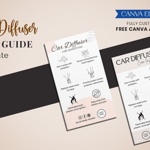 Printable Car Diffuser Care Guide Template, Editable Car Reed Diffuser ...
