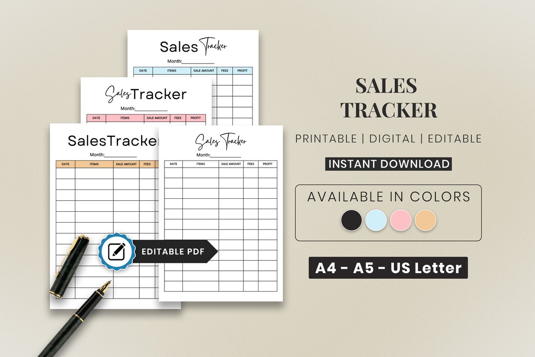 Printable Sales Log Tracking Template, Printable Sales Log, Sales ...