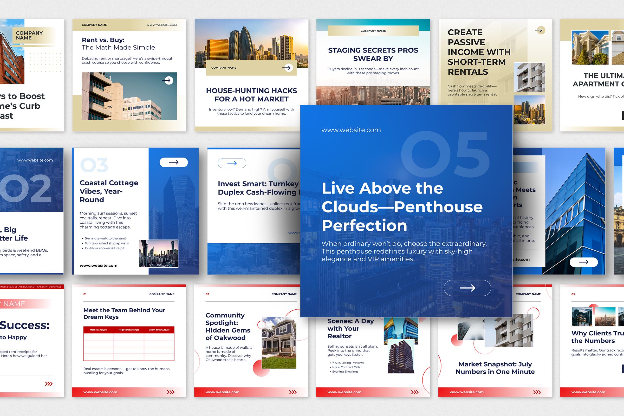 Real Estate Instagram Carousel Templates: Canva Design, Agent Marketing ...