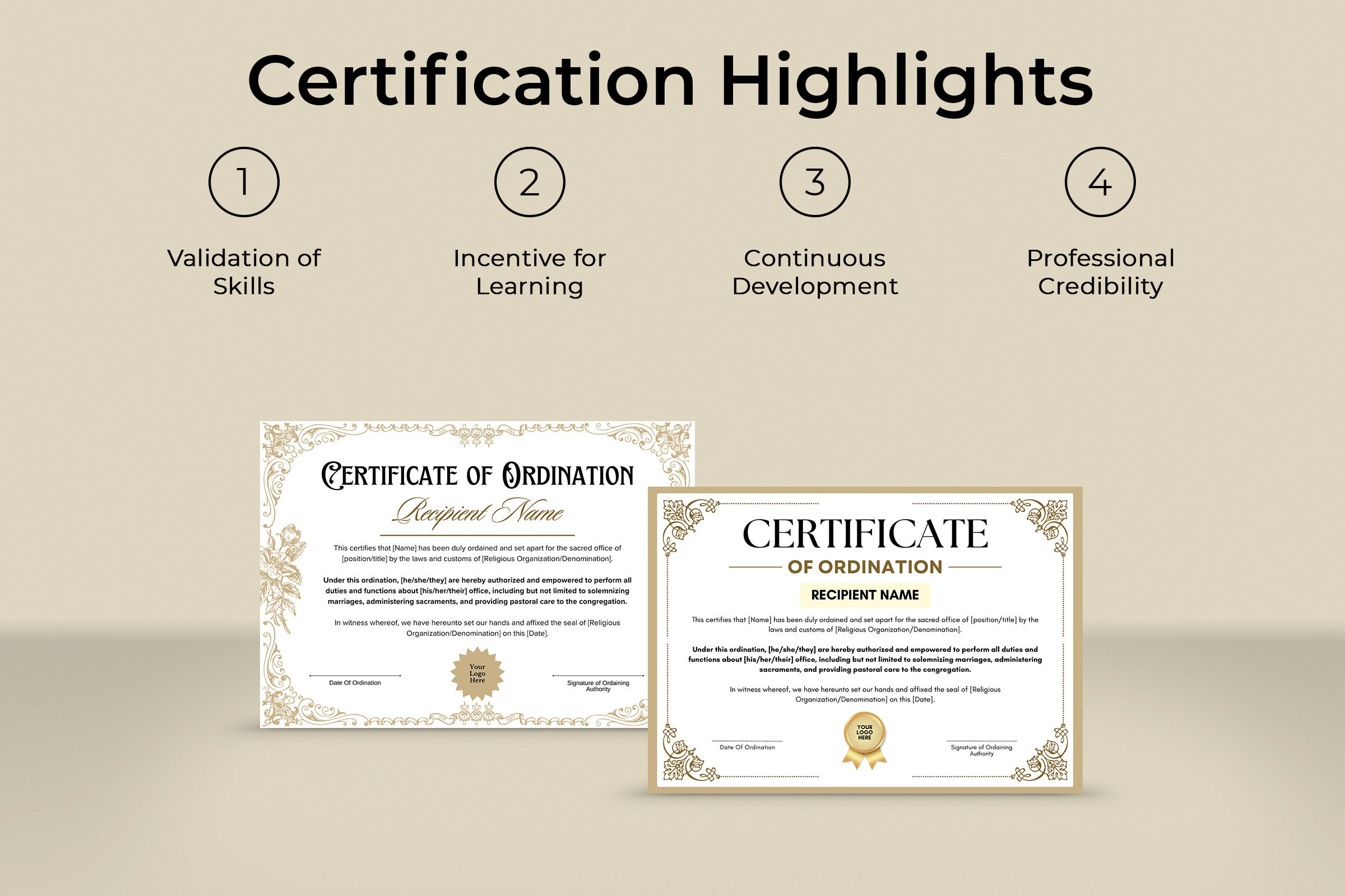 Editable Ordination Certificate Template: Clergy Ceremony (digital ...