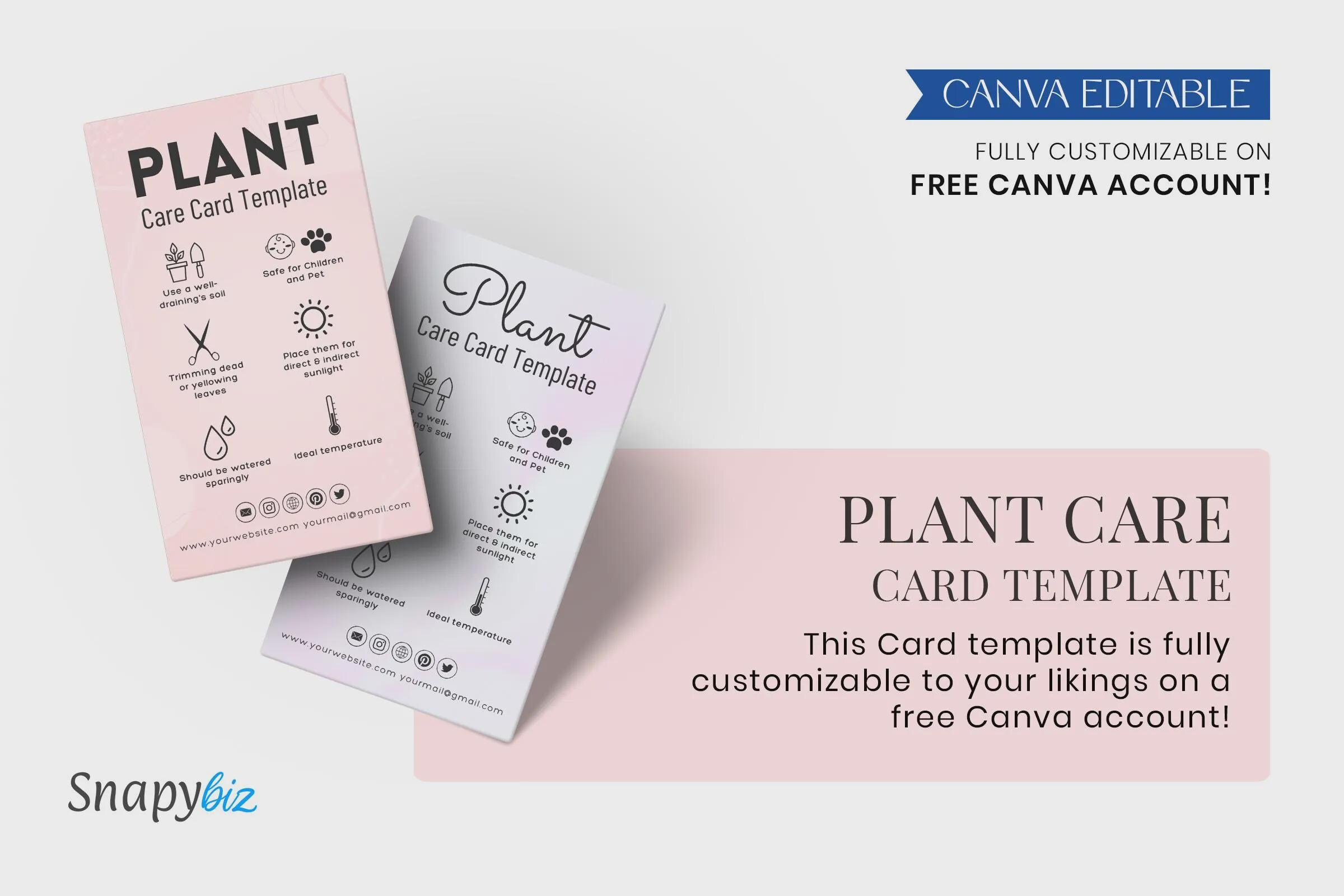 Printable Plant Care Card Canva Editable Template, Custom Garden ...