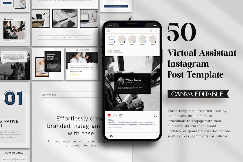 Virtual Assistant Instagram Templates, Editable Canva Social Media ...