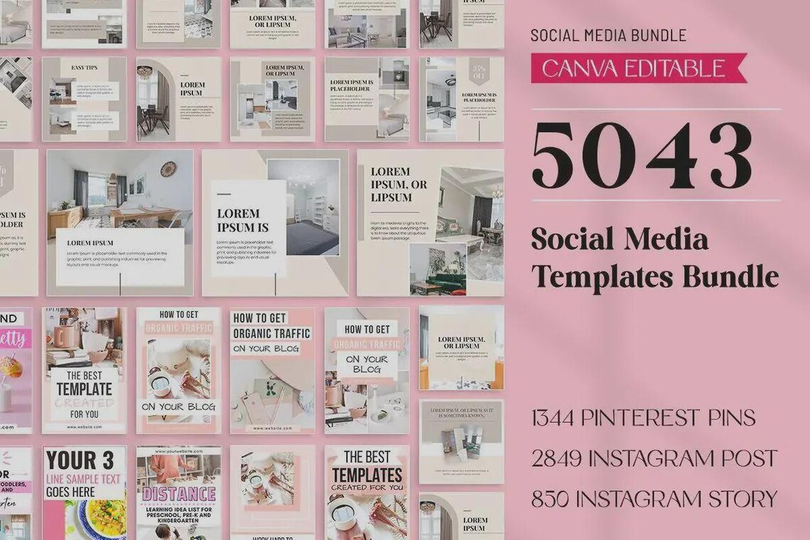 5000 Social Media Template Bundle Canva Editable Custom Business ...