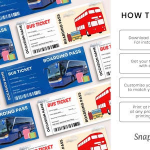 Editable Bus Ticket Template: Surprise Trip Reveal (canva Editable ...