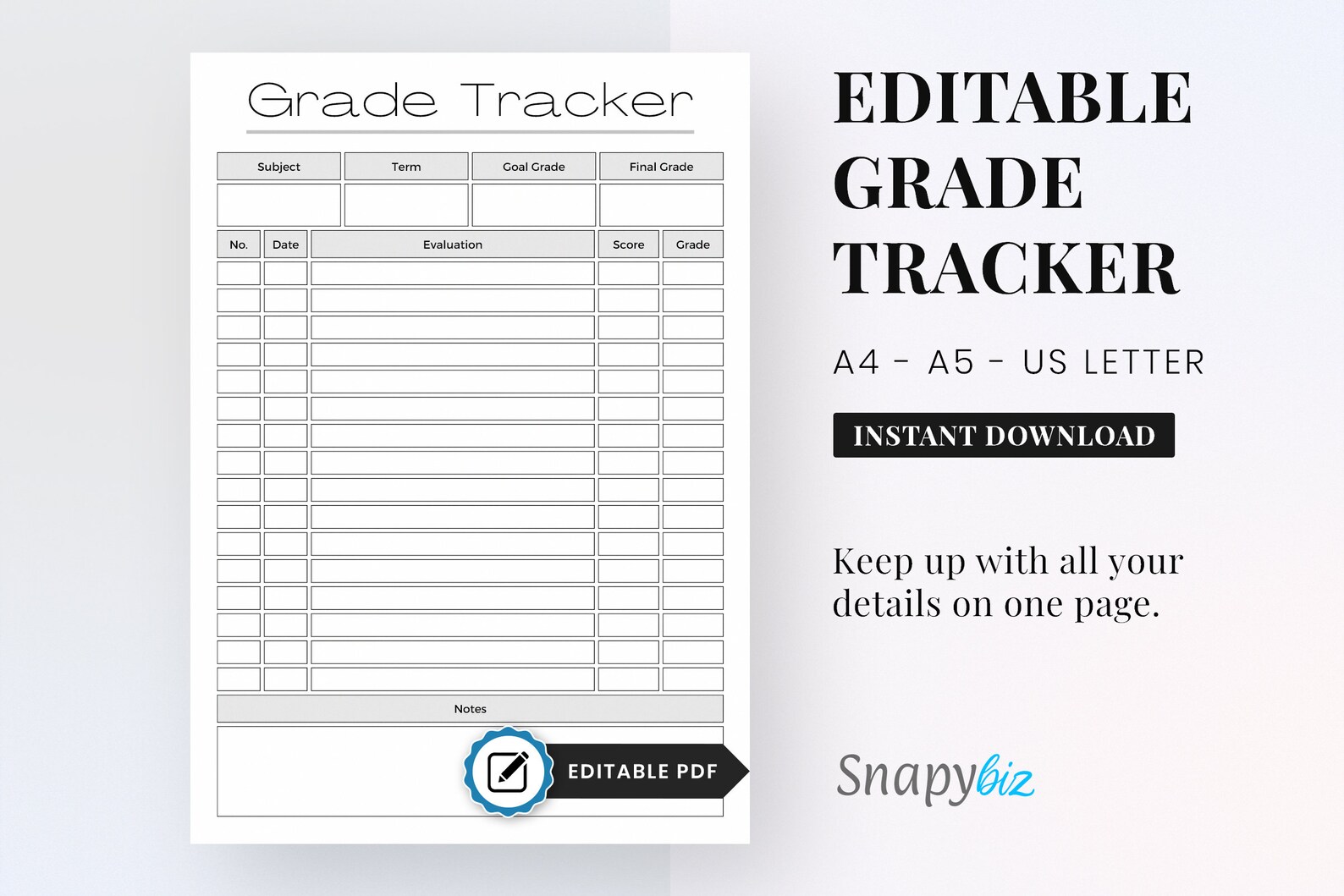 Printable Grade Tracker for Students Grade Tracker Student Grade ...