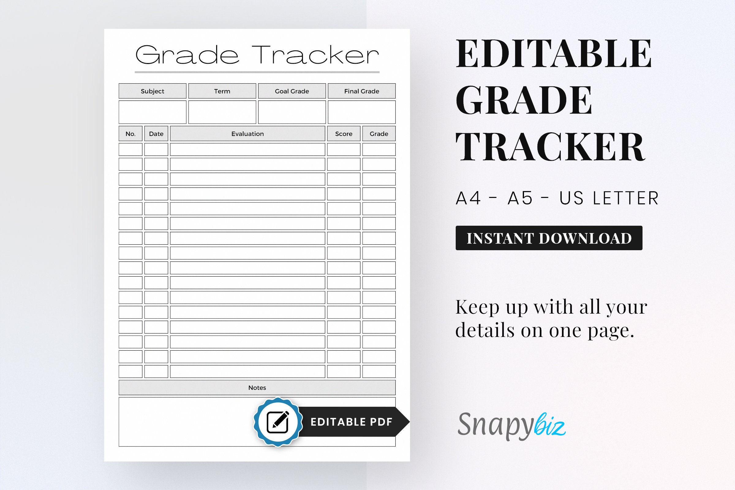 Printable Grade Tracker for Students Grade Tracker Student Grade ...