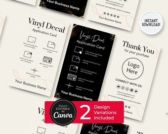 Vinyl Decal Application Card, Printable Vinyl Decal Care Card Instructions, Small Business ...