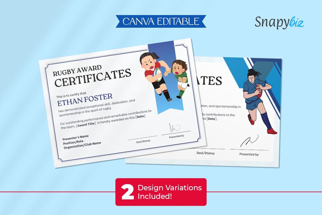 Editable Rugby Award Certificate, End of Season Award Certificate, Team ...