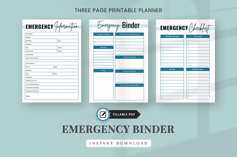 In Case of Emergency Binder Printable in Case of Death - Etsy