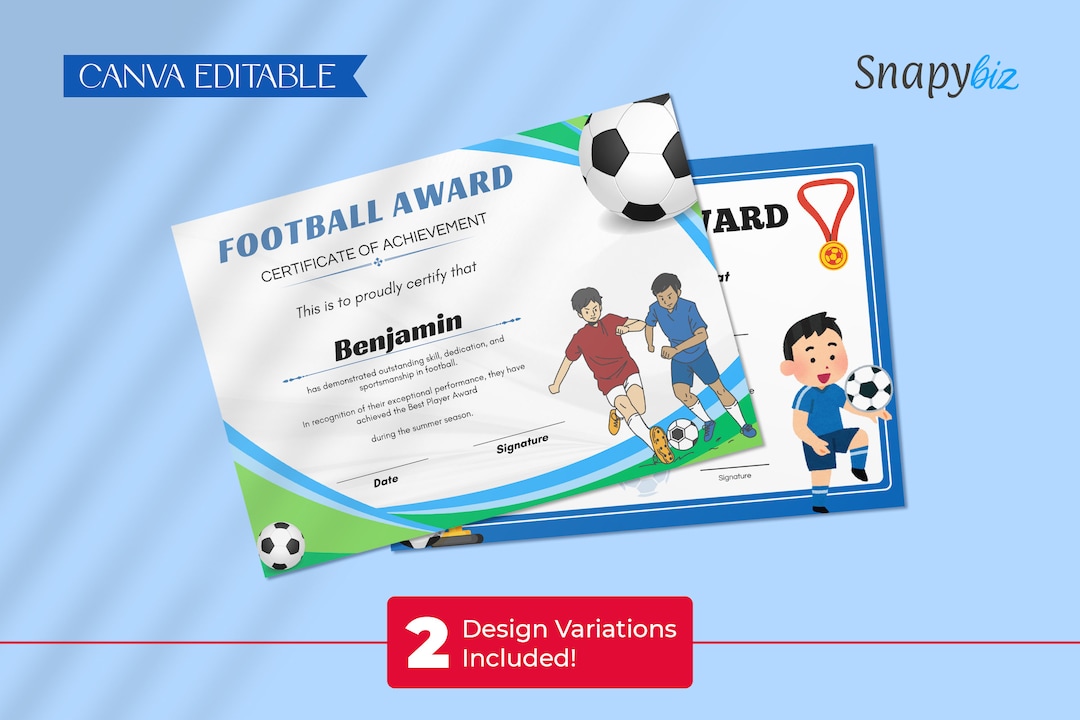 Editable Football Award Certificates Award Ceremony Certificates End of ...