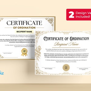 Editable Ordination Certificate Template: Clergy Ceremony (digital ...