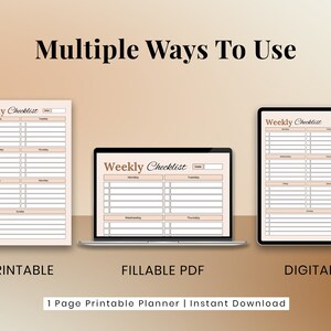 Editable Weekly Checklist Printable Planner Pdf, Weekly Routine ...