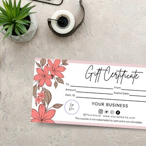 Gift Certificate Template Printable and Editable Custom Voucher ...