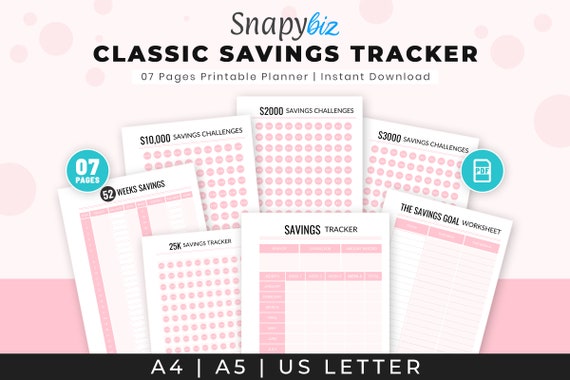 Savings Log Printable Planner Money Saving Inserts Saving - Etsy