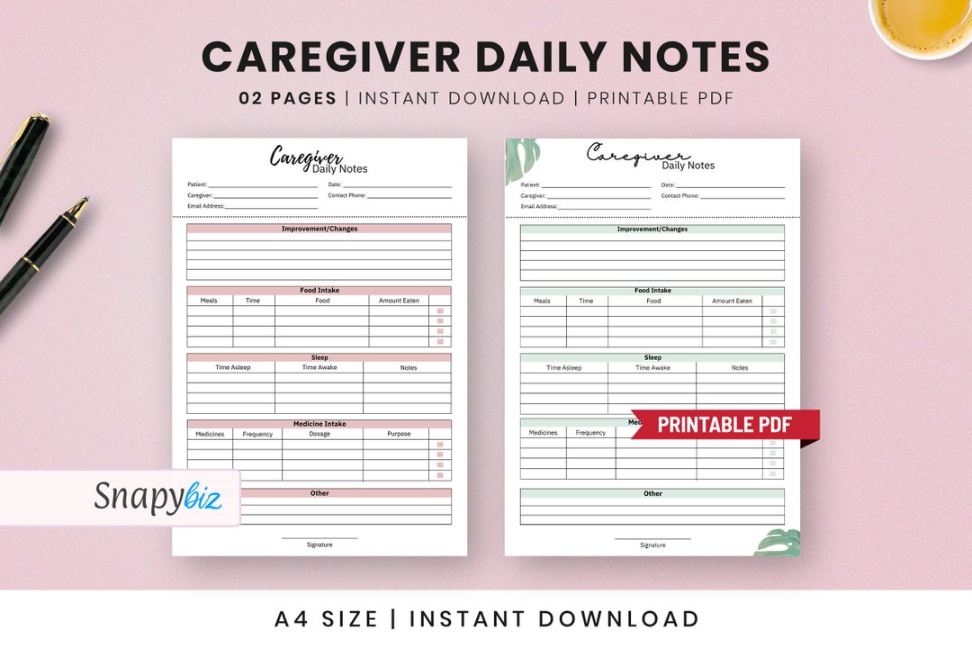 Printable Caregiver Forms PDF Printable Caregiver Assessment Forms ...