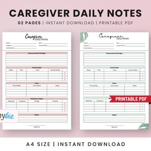 Printable Caregiver Forms PDF Printable Caregiver Assessment Forms ...