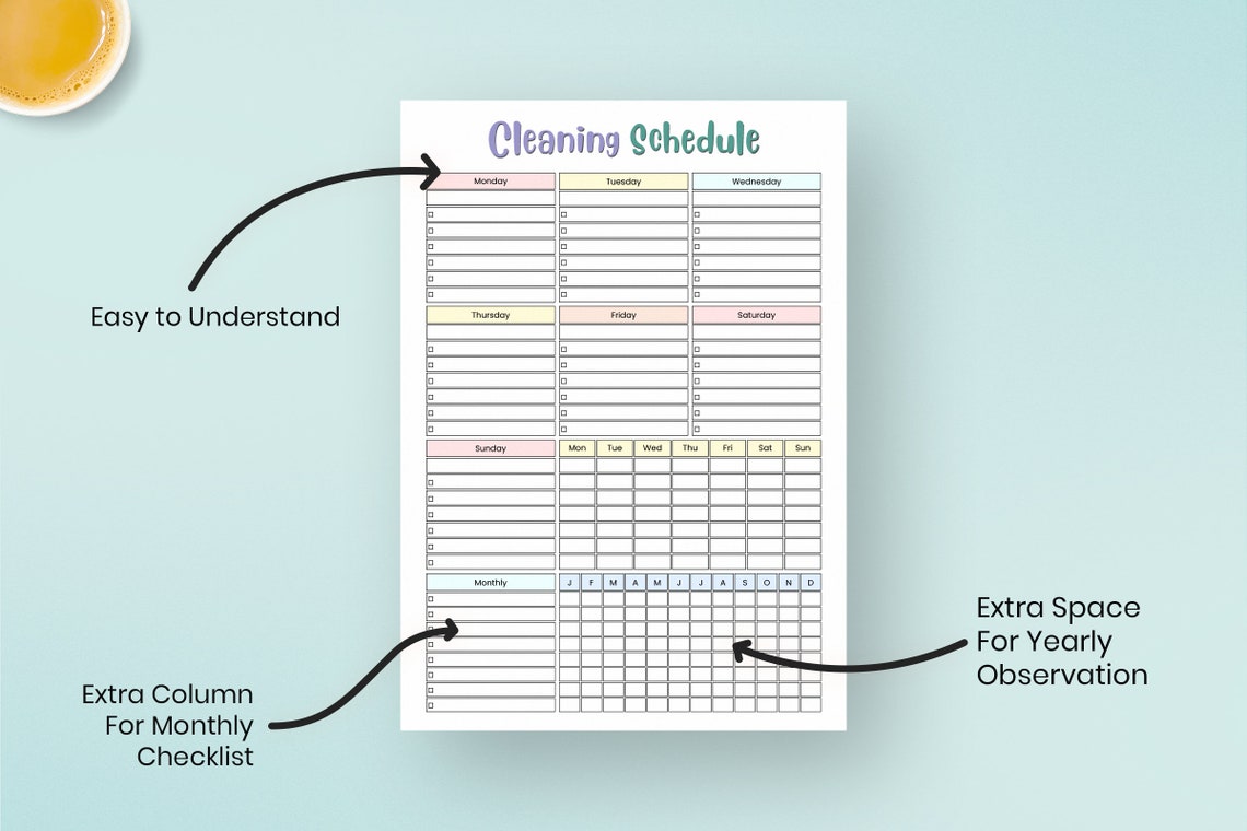 Editable Cleaning Schedule Printable Editable Cleaning - Etsy