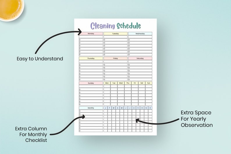 Editable Cleaning Schedule Printable Editable Cleaning - Etsy