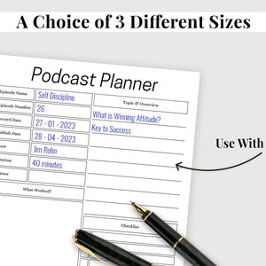 Podcast Printable Planner PDF, Podcast Planner Digital, Podcast Episode ...