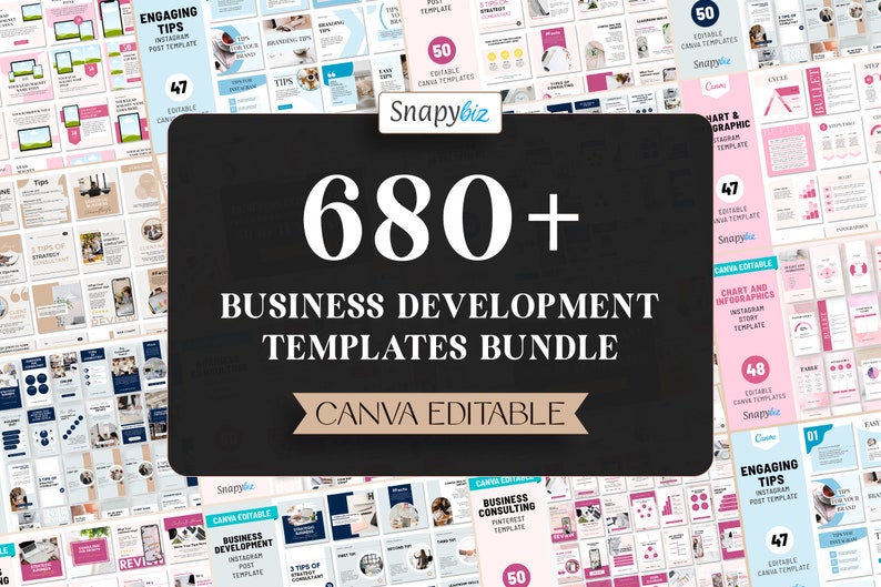 680 + Business Coaching Social Media, Canva Editable Template Bundle ...