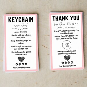 Keychain Care Card Instructions Template, Editable Keychain Care Card ...