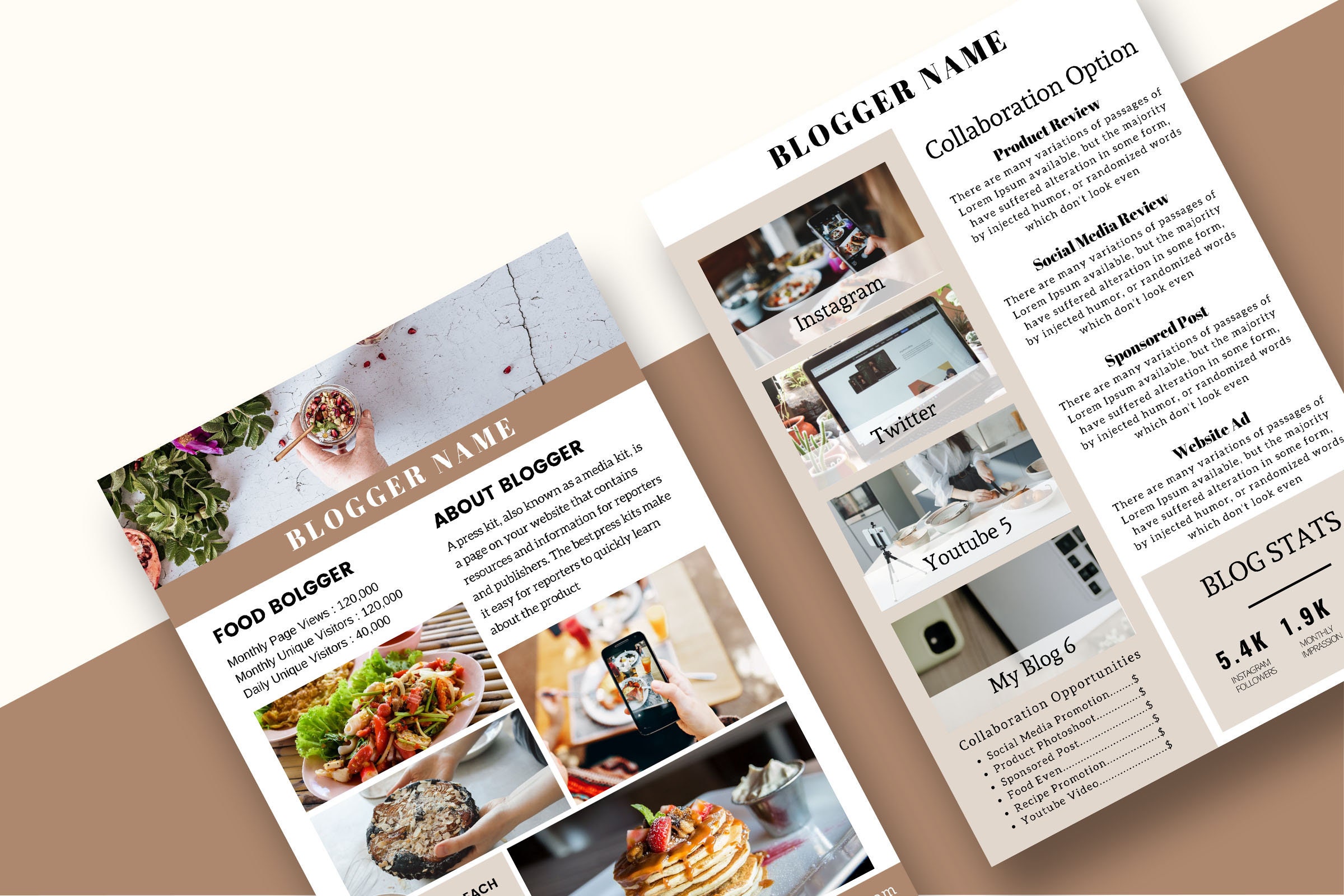 Food Blogger Media Kit Food Media Kit Media Kit Canva - Etsy
