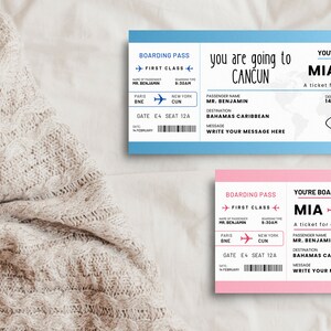 Cancun Boarding Pass, Printable Ticket to Cancun Boarding Pass ...