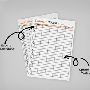Printable Calories Tracker Checklist PDF Digital Calorie Tracking Sheet ...