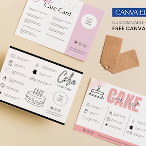 Editable Cake Care Card Template, Cake Care Guide, Cake Care Label ...