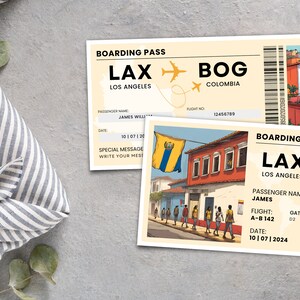 Colombia Boarding Pass Template, Editable Colombia Airline Ticket Canva ...