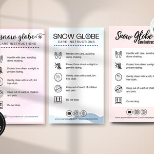 Snow Globe Care Card Canva Editable Template, Customizable Snow Globe ...