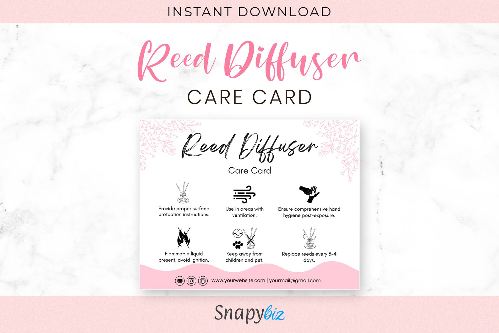 Reed Diffuser Care Card Canva Template Editable Reed Diffuser - Etsy