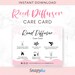 Reed Diffuser Care Card Canva Template Editable Reed Diffuser - Etsy