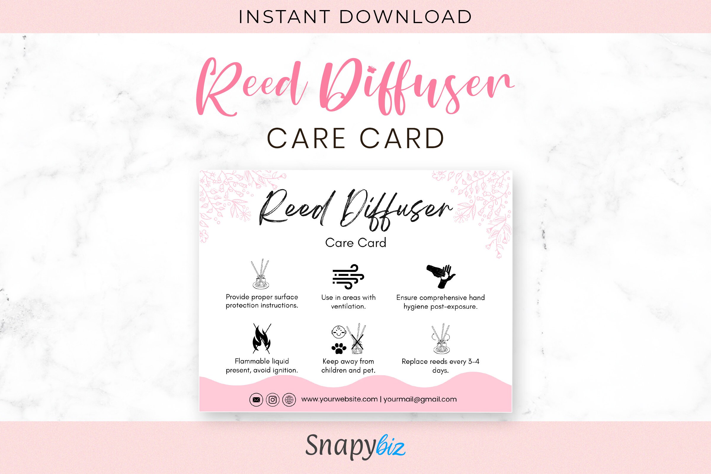 Reed Diffuser Care Card Canva Template Editable Reed Diffuser - Etsy