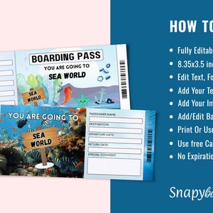 Sea World Surprise Ticket Template Editable Sea World Ticket Template ...