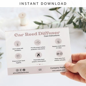 Editable Car Reed Diffuser Care Instructions, Car Reed Diffuser Care ...
