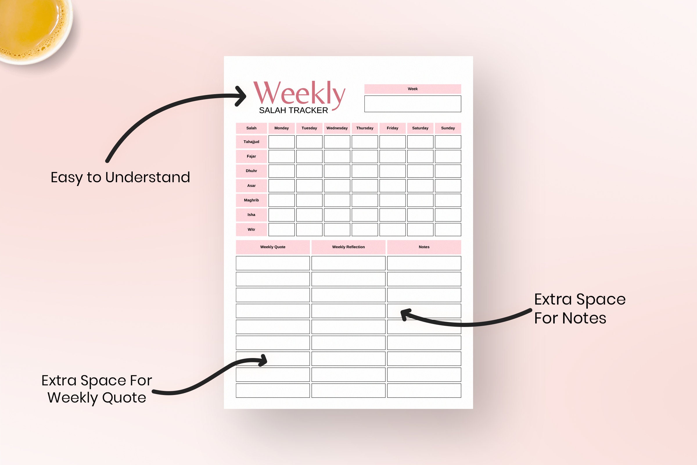 Printable Weekly Salah Tracker Daily Salah Log Islamic - Etsy