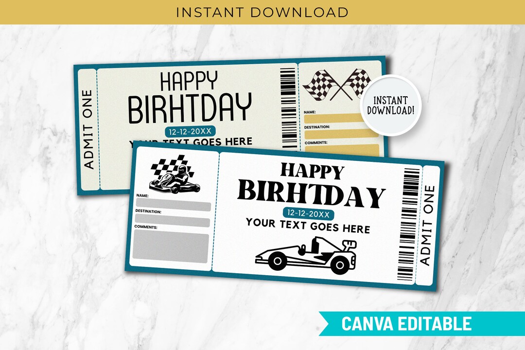 Editable Digital Racing Ticket Canva Template Customizable Race Ticket ...