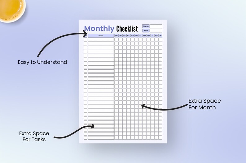Monthly Checklist Printable Planner PDF Weekly to Do List - Etsy